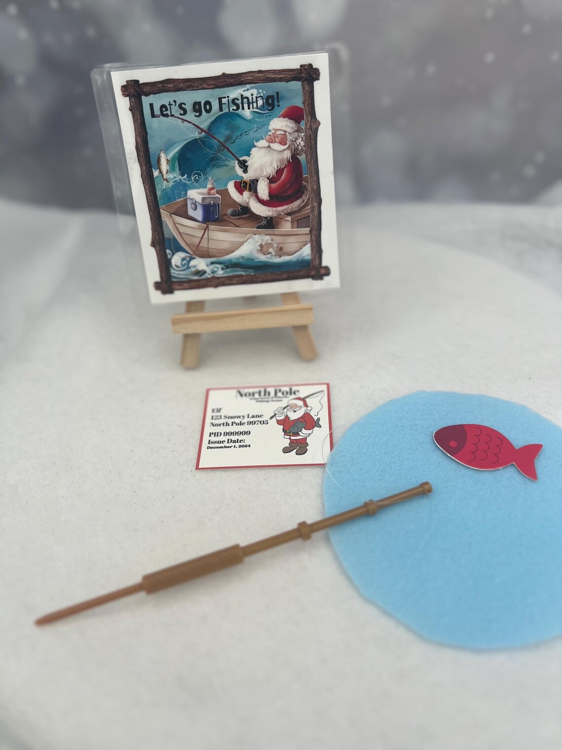 Elf Fishing Prop Set: Santa's License, Felt Pond - Etsy