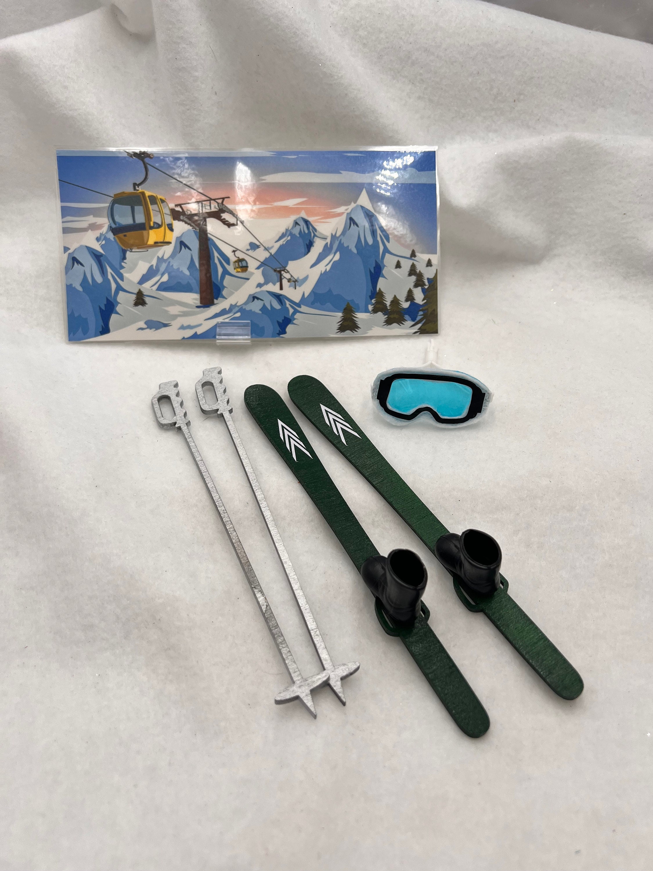 Elf Ski Scene Set: Wood Skis, Poles, Goggles & Sign - Etsy