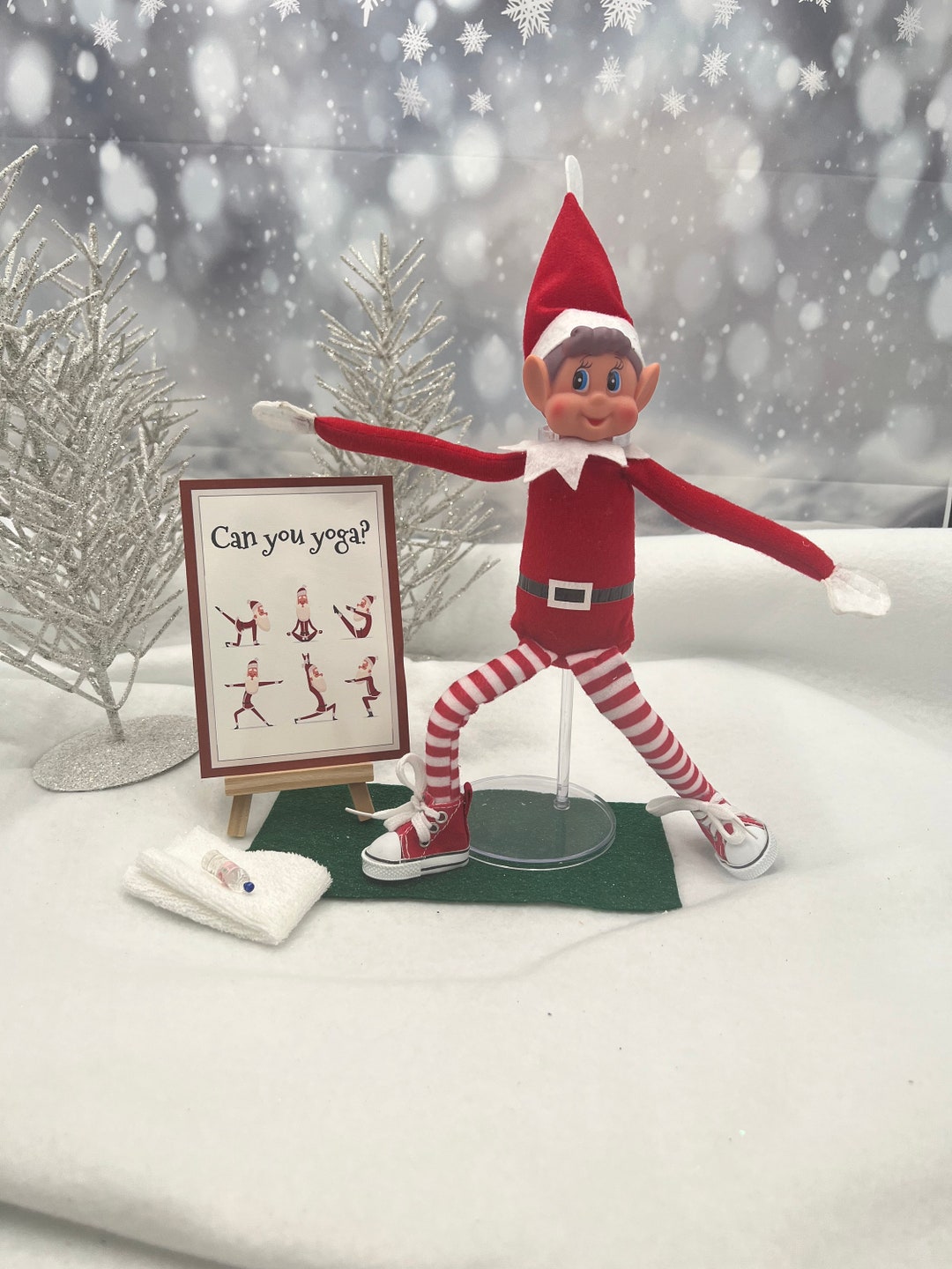 Elf Yoga Set: Miniature Mat, Towel, Water Bottle & Sign - Etsy