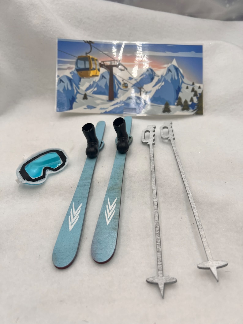 Elf Ski Scene Set: Wood Skis, Poles, Goggles & Sign - Etsy