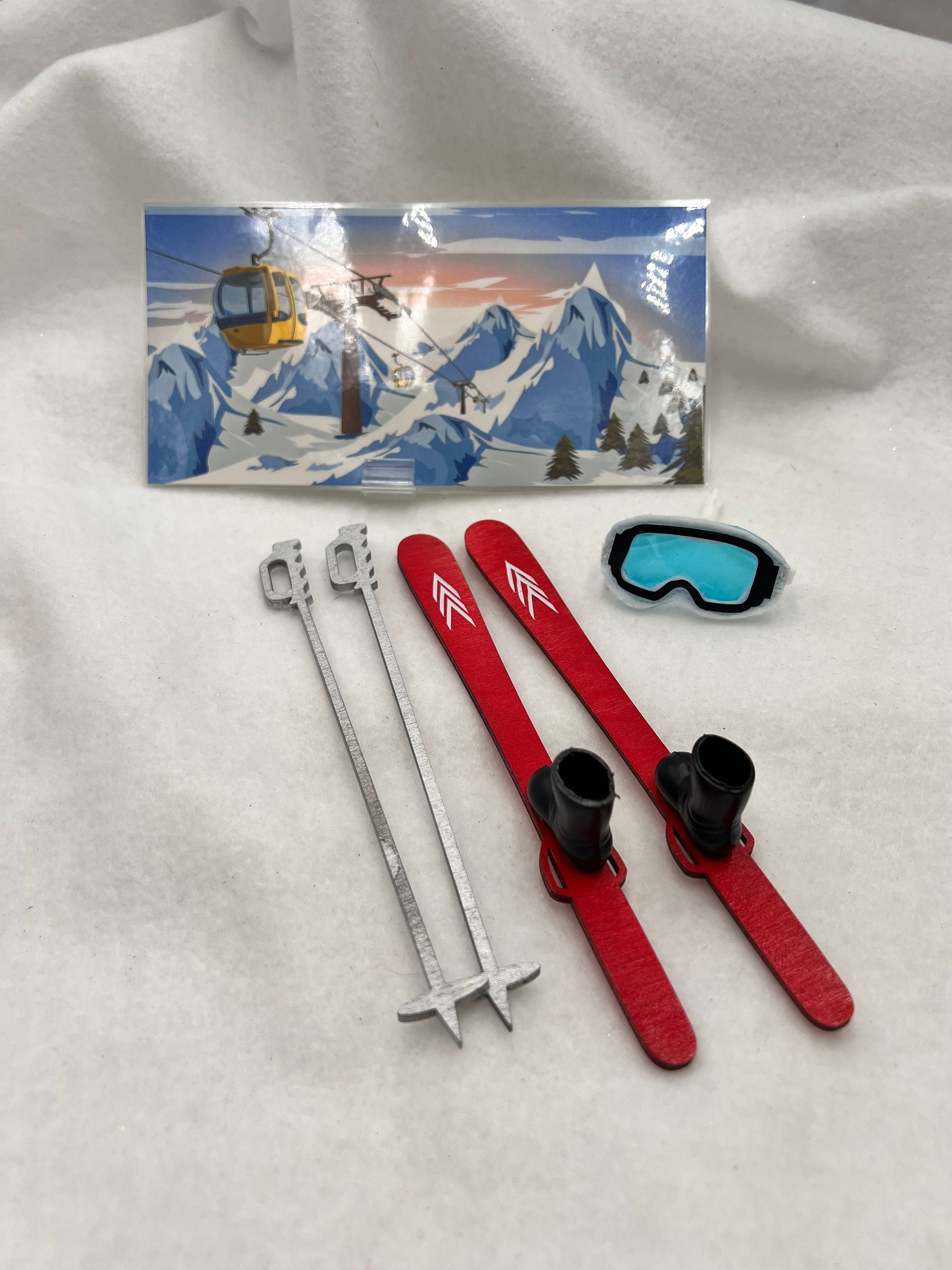 Elf Ski Scene Set: Wood Skis, Poles, Goggles & Sign - Etsy