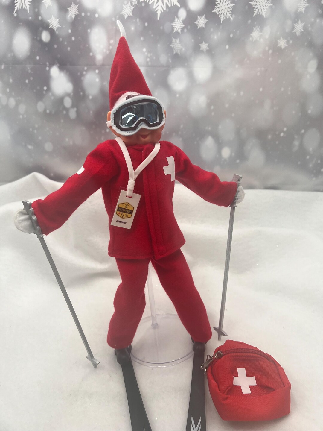 Elf Ski Patrol Costume: Snowsuit, Skis, Backpack, Custom Lanyard - Etsy