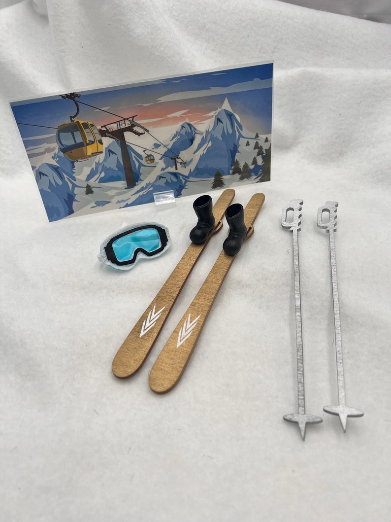 Elf Ski Scene Set: Wood Skis, Poles, Goggles & Sign - Etsy