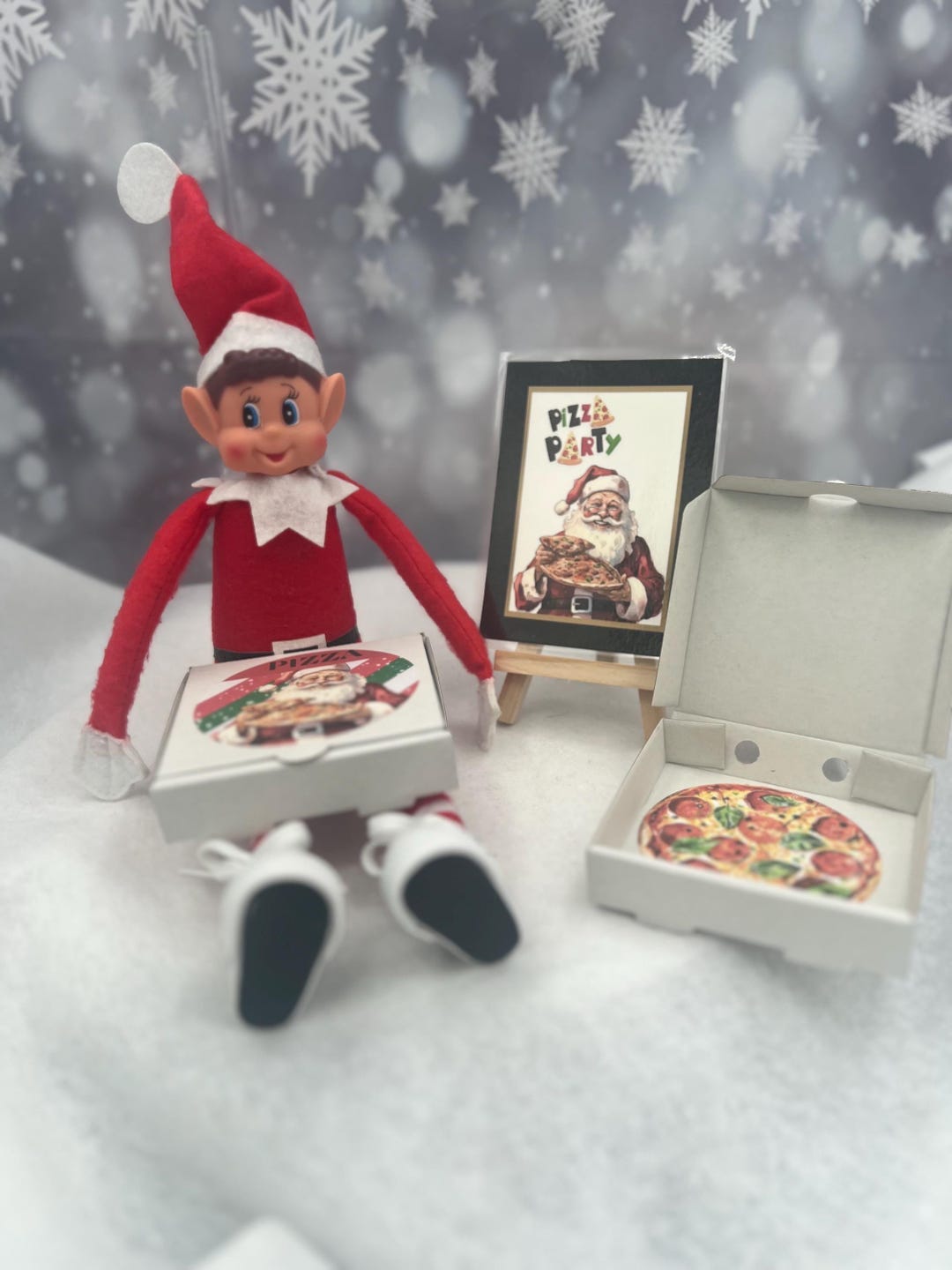 Elf Pizza Night Prop, Mini Box & Laminated Sign - Etsy