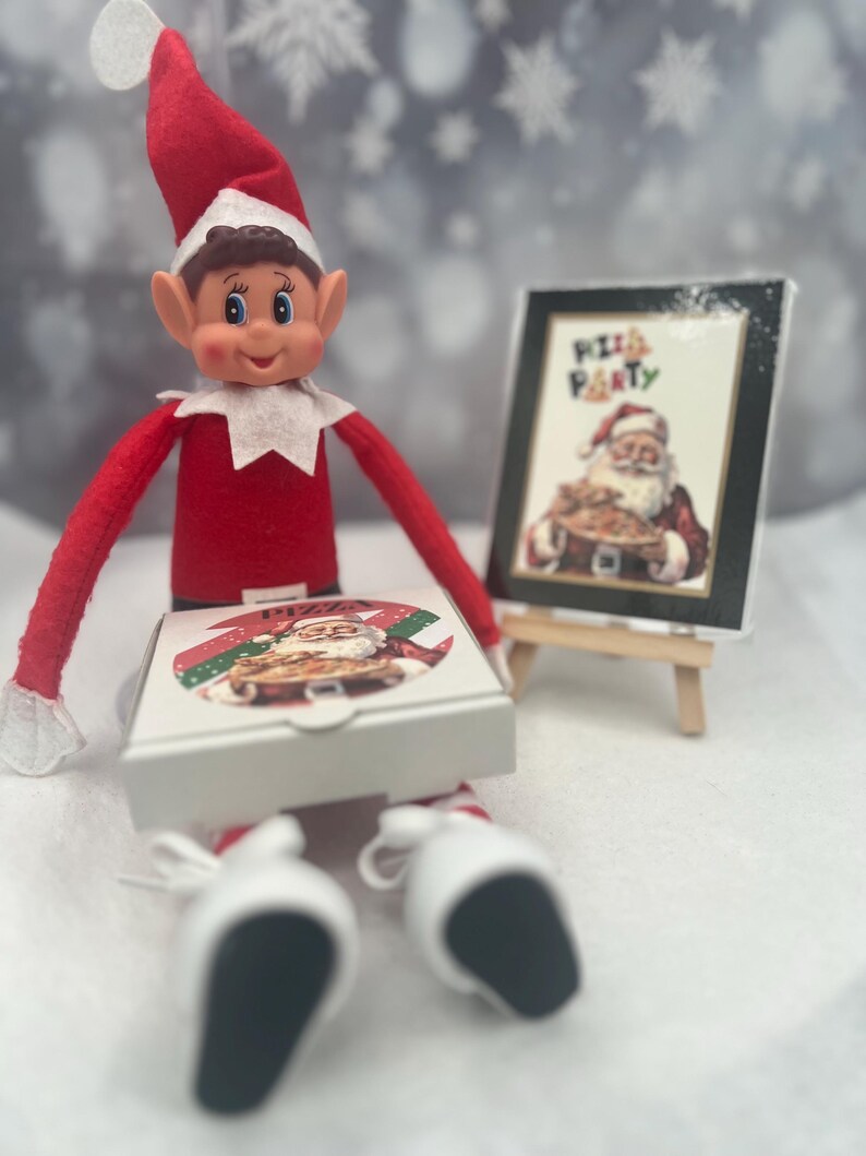 Elf Pizza Night Prop, Mini Box & Laminated Sign - Etsy
