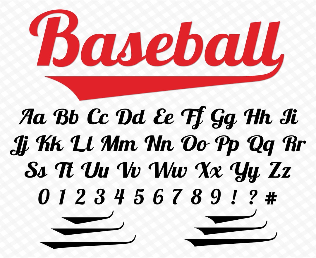 Baseball Font Softball Font Baseball Font Eith Tails Baseball Cursive ...