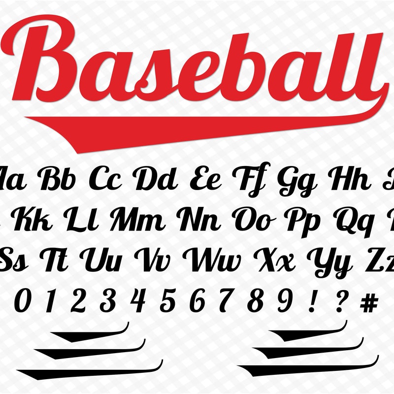 Baseball Font With Tail - Etsy