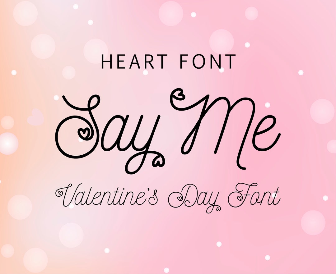 Heart Font Valentine's Day Font Valentine Font Wedding Font Heart Font ...