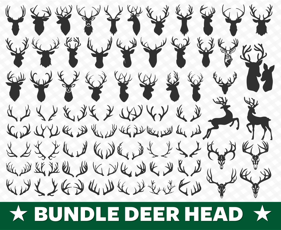 Deer Head Svg Deer Face Svg Antlers Deer Svg Deer Hunting Svg Skull ...
