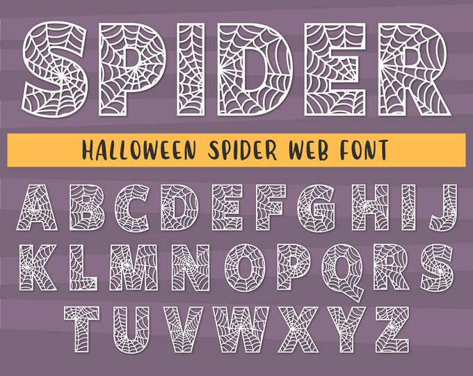 Spider Web Font SVG: Halloween Alphabet, Creepy Letters (digital ...