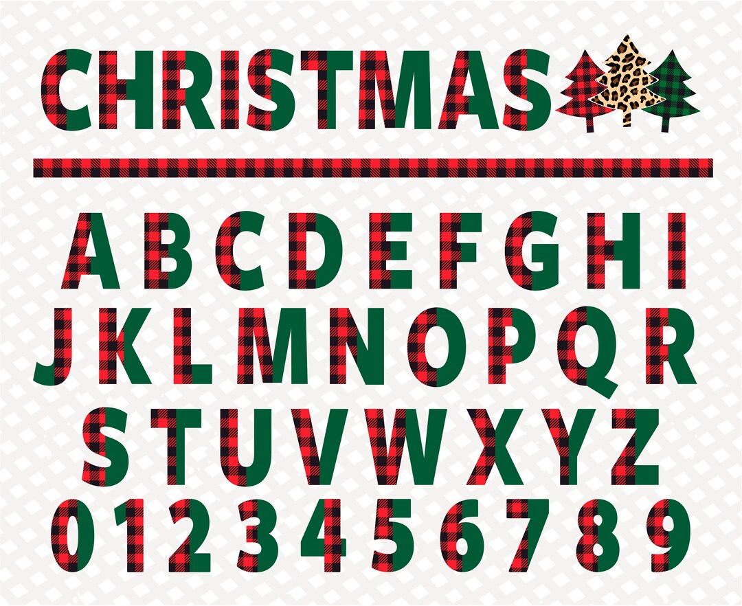 Plaid Font Buffalo Font Christmas Plaid Alphabet Svg Png Merry ...