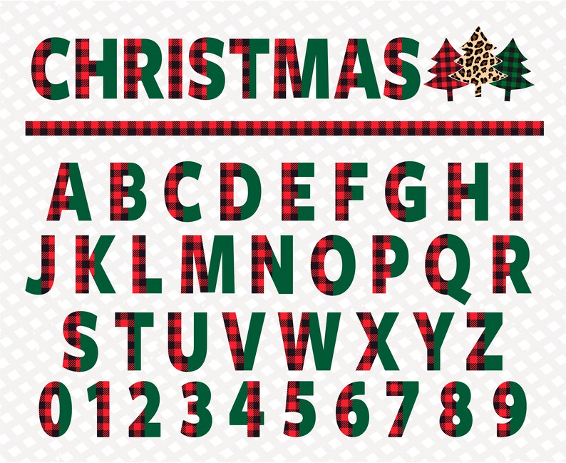 Plaid Font Buffalo Font Christmas Plaid Alphabet Svg Png Merry - Etsy