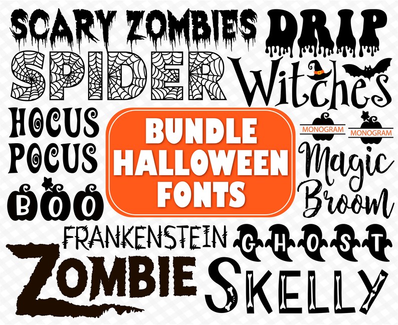 Halloween Fonts Bundle Happy Halloween Font Drip Font Spooky Font Scary ...