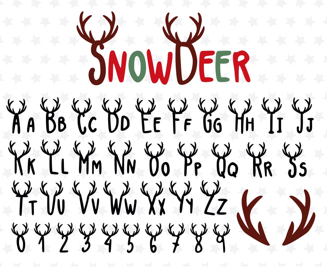 Reindeer Font Christmas Font Letters With Antler Christmas Script ...