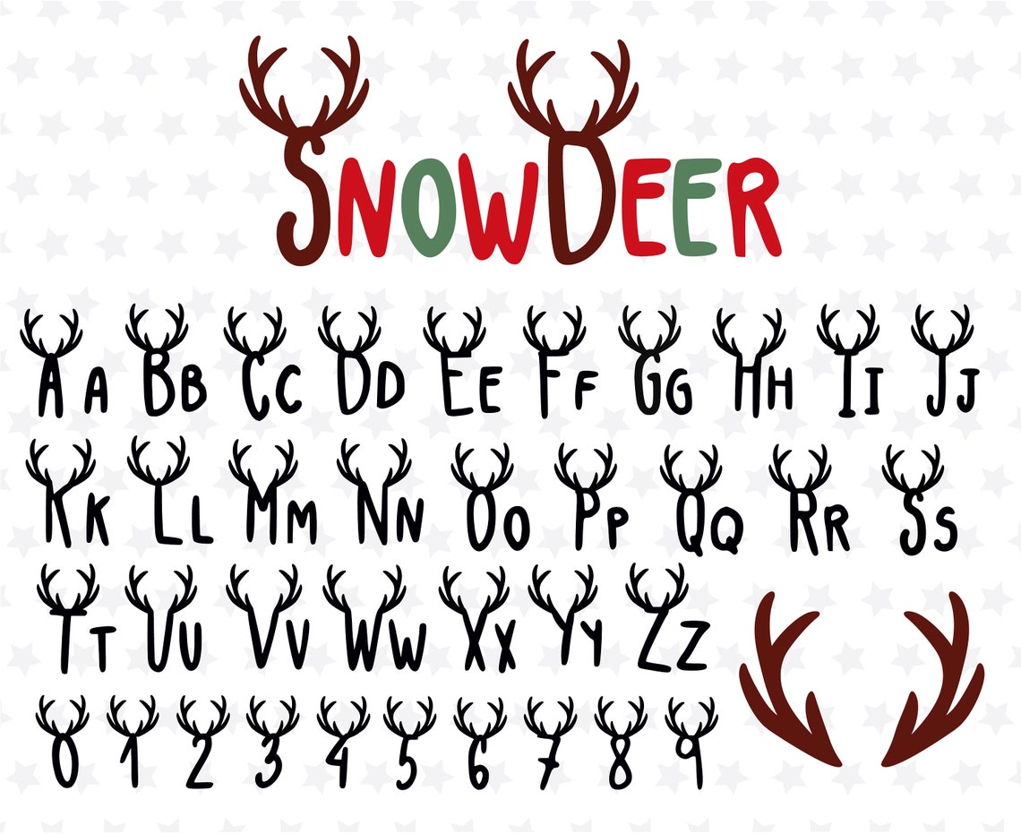 Reindeer Font Christmas Font Letters With Antler Christmas Script ...