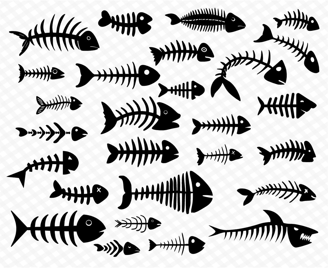 Fish Skeleton Svg Fish Skull Svg Fish Bone Svg Fish Svg Fishing Cricut ...