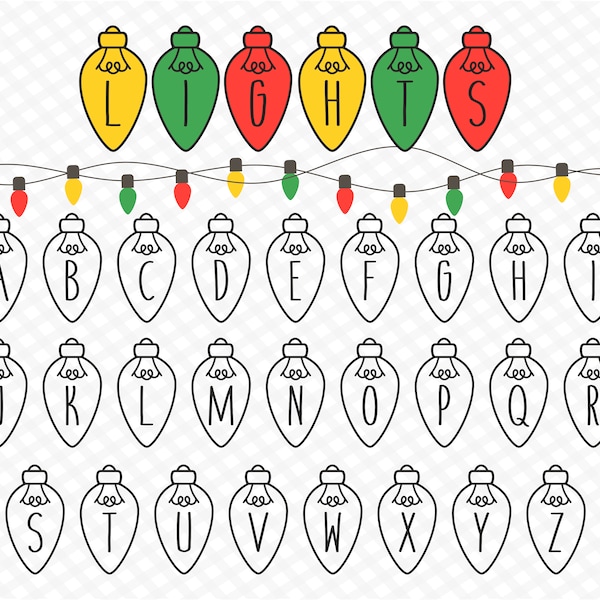 Christmas Lights Alphabet Svg - Etsy