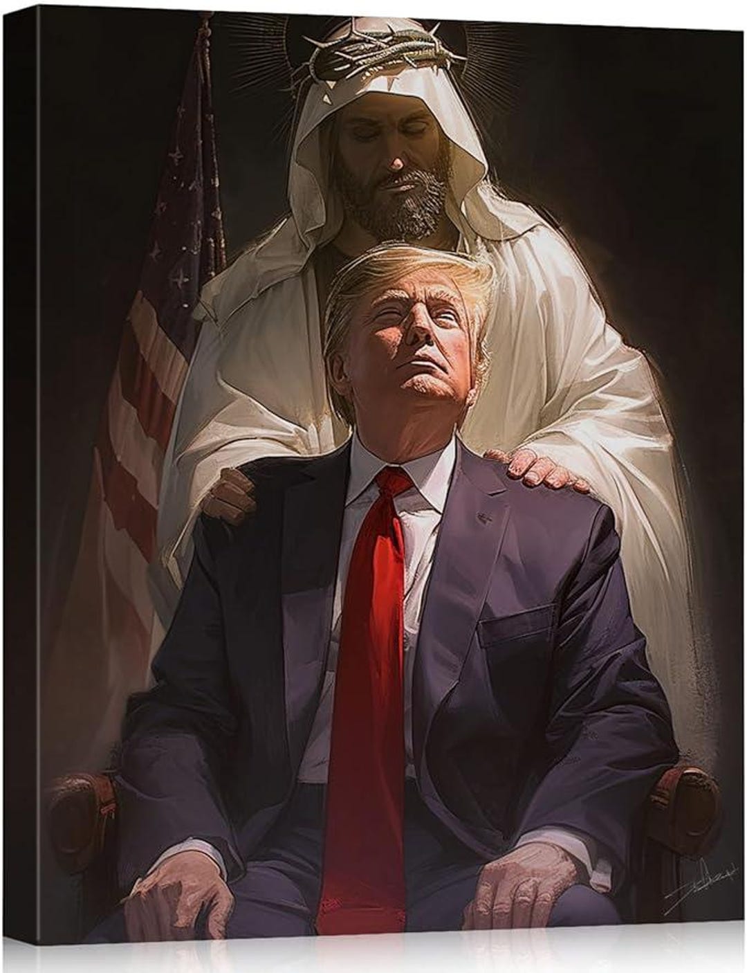 Jesus and Trump Photo Print Picture on Stretched Poster, Trump and ...