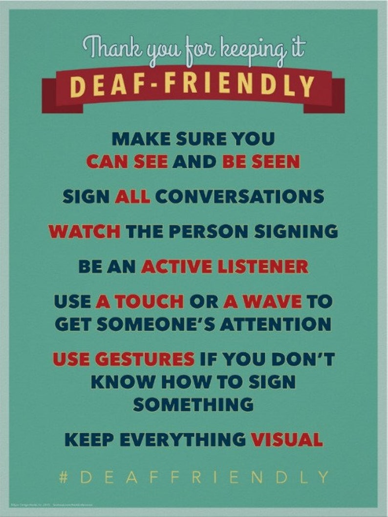 Thanks for Keeping It Deaf Friendly. an ASL Poster - Etsy