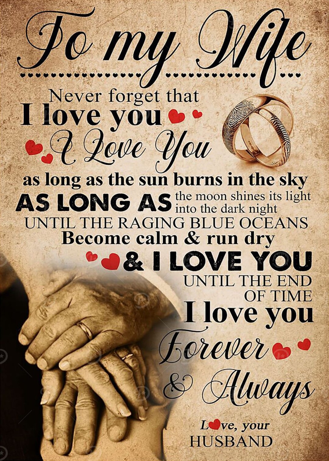 To My Wife Never Forget That I Love You Poster, Couple Wall Art, Couple ...