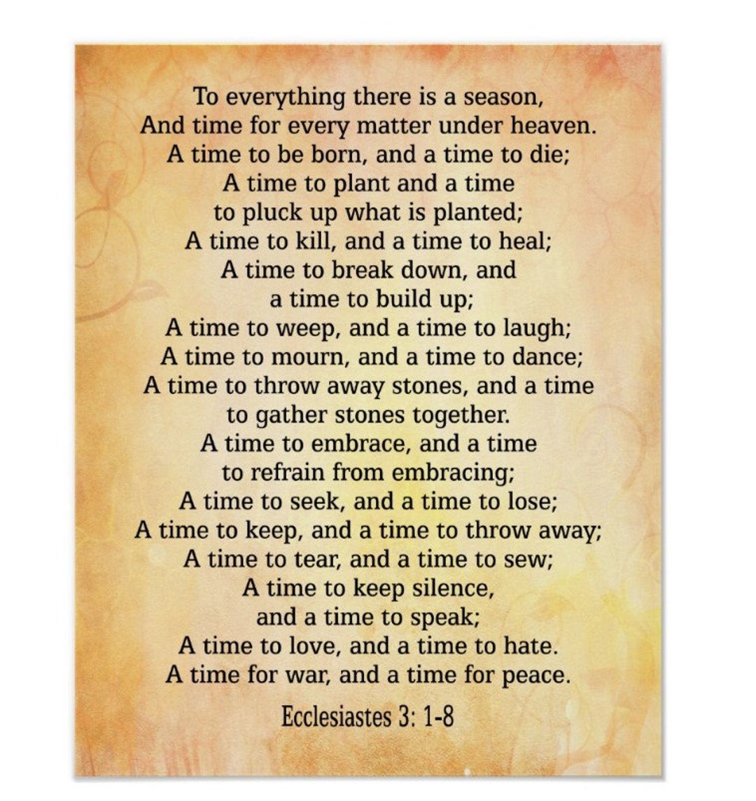 To Everything There is a Season Ecclesiastes 3 1-8 Poster - Etsy