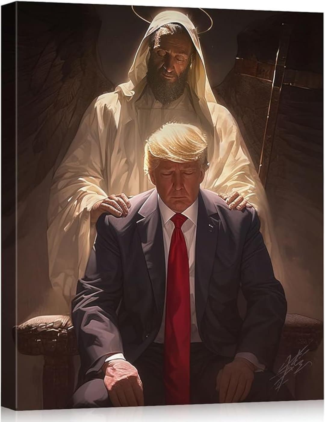 ART Jesus and Trump Photo Print Picture on Stretched Poster , Trump ...