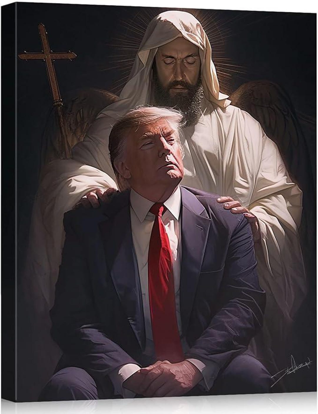 2 Jesus and Trump ART Photo Print Picture on Stretched Poster , Trump ...