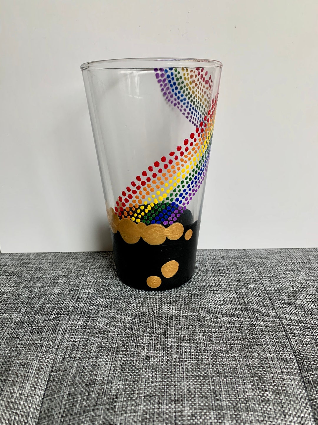 Rainbow Pot of Gold Good Luck Painted Pint Glass - Etsy