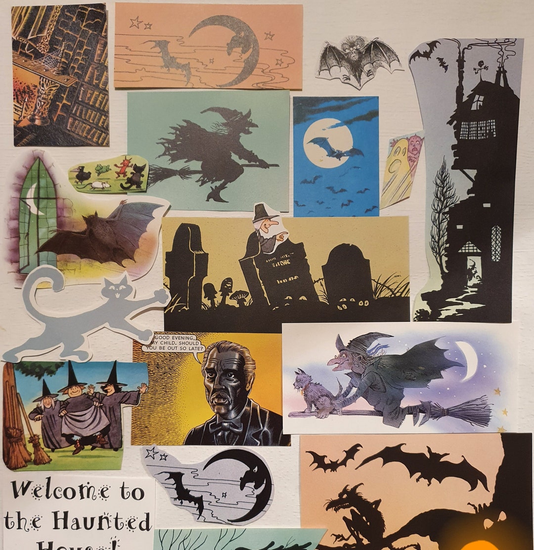 Vintage Halloween Ephemera Pack: Witch, Vampire, Goth Scrapbook Paper ...