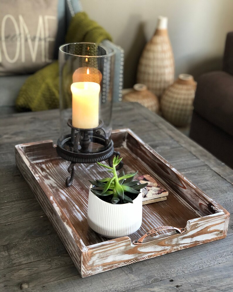 Wood Tray With Handles Rustic Wood Tray Wooden Serving - Etsy