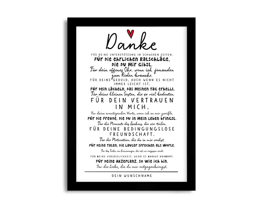 DANKE Poster Zum Personalisieren A4 Oder A3 Das Perfekte Und ...