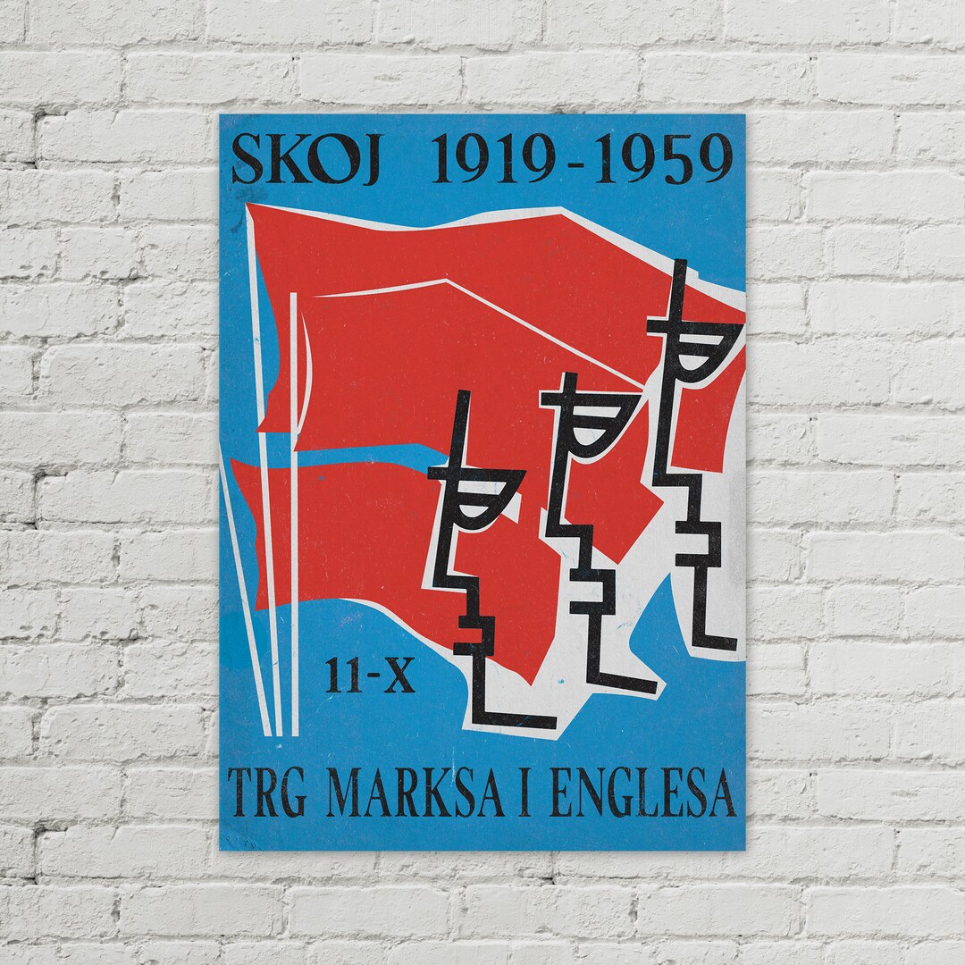 SKOJ 1959 Vintage Yugoslavia Poster, Retro War Art Print, Patriotism ...