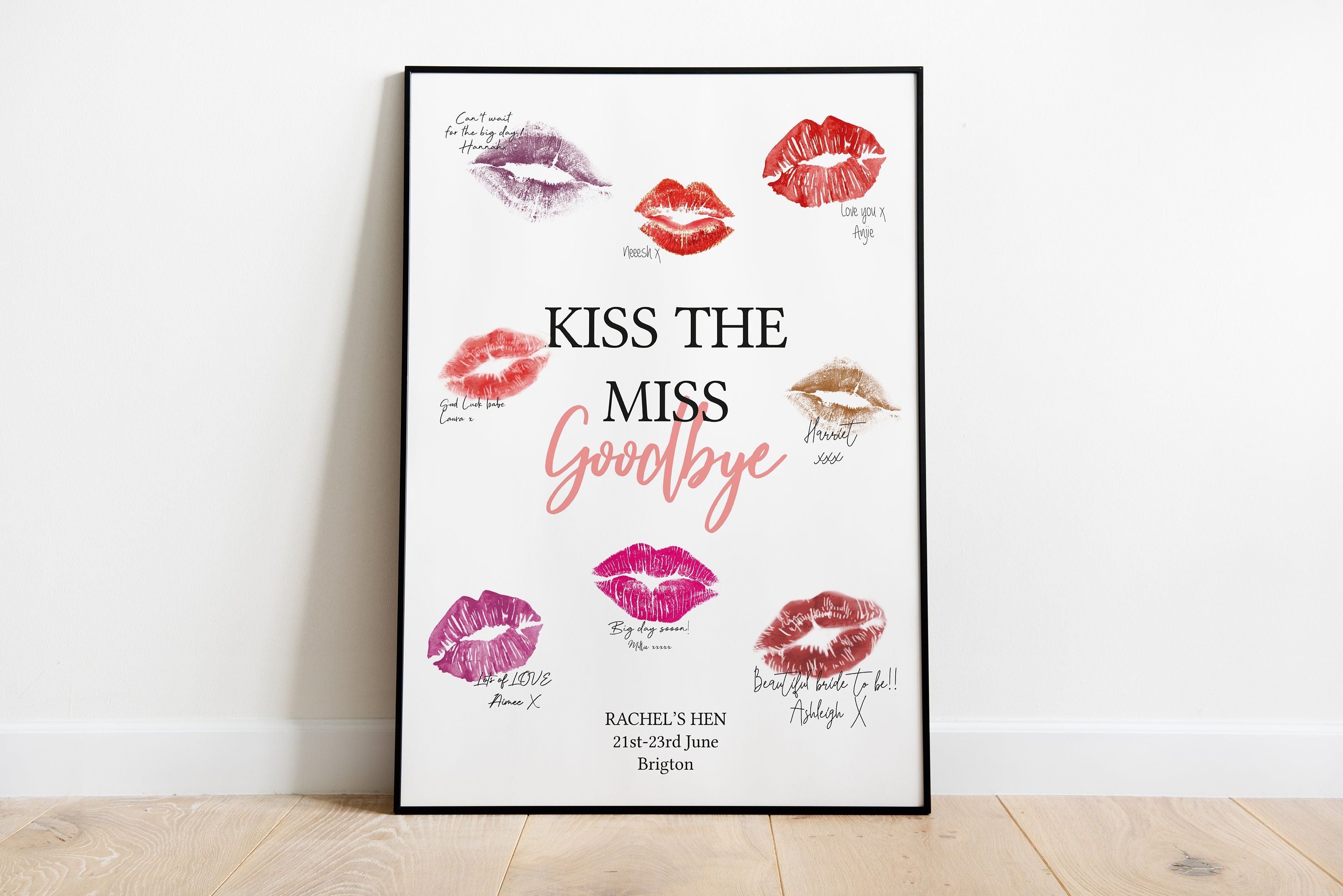 Kiss the Miss Goodbye, Personalised Hen Party, Hen Do Keepsake, Hen ...