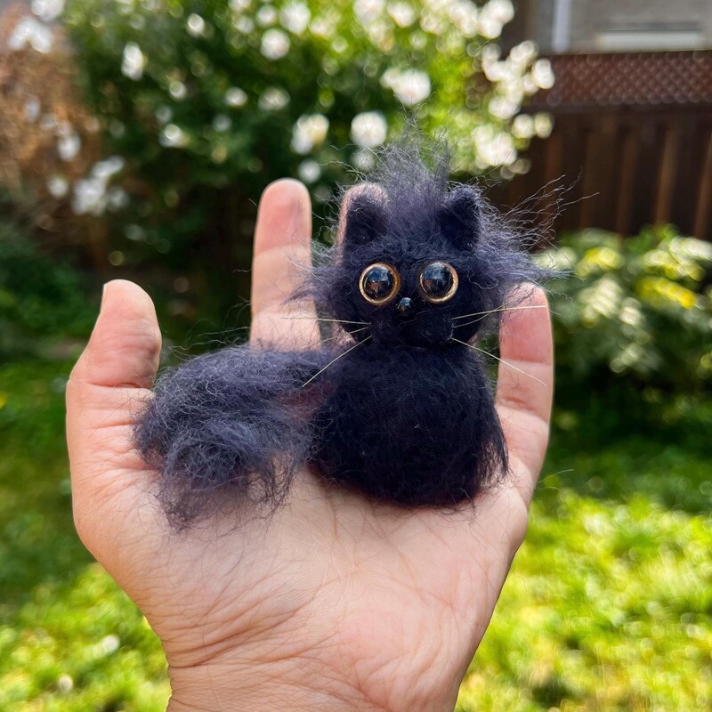 Felted Black Cat - Etsy