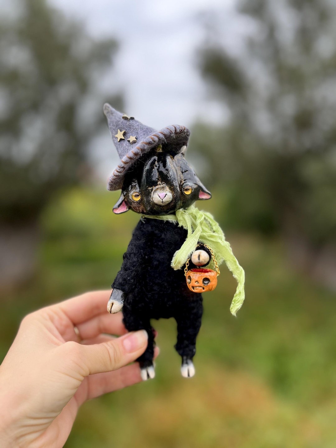 Goat-pumpkin Doll, Black Goat Art Doll, OOAK, Halloween Creature - Etsy