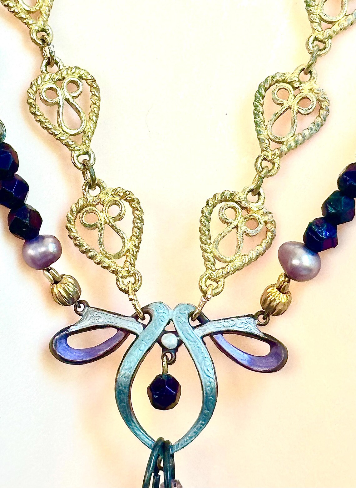 Handmade Victorian, Mid Century Whimsical, Floral, Peacock Pearls ...