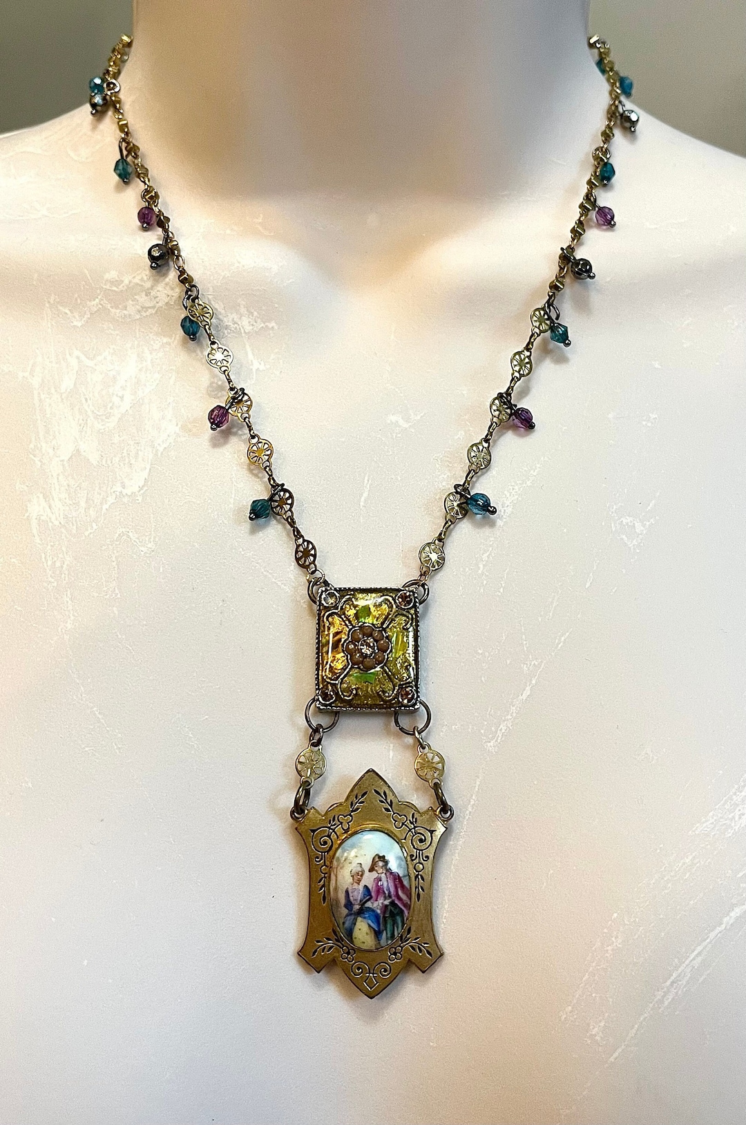 Handmade Victorian Old Miniature Pendant With Old Enamel, Brass and ...
