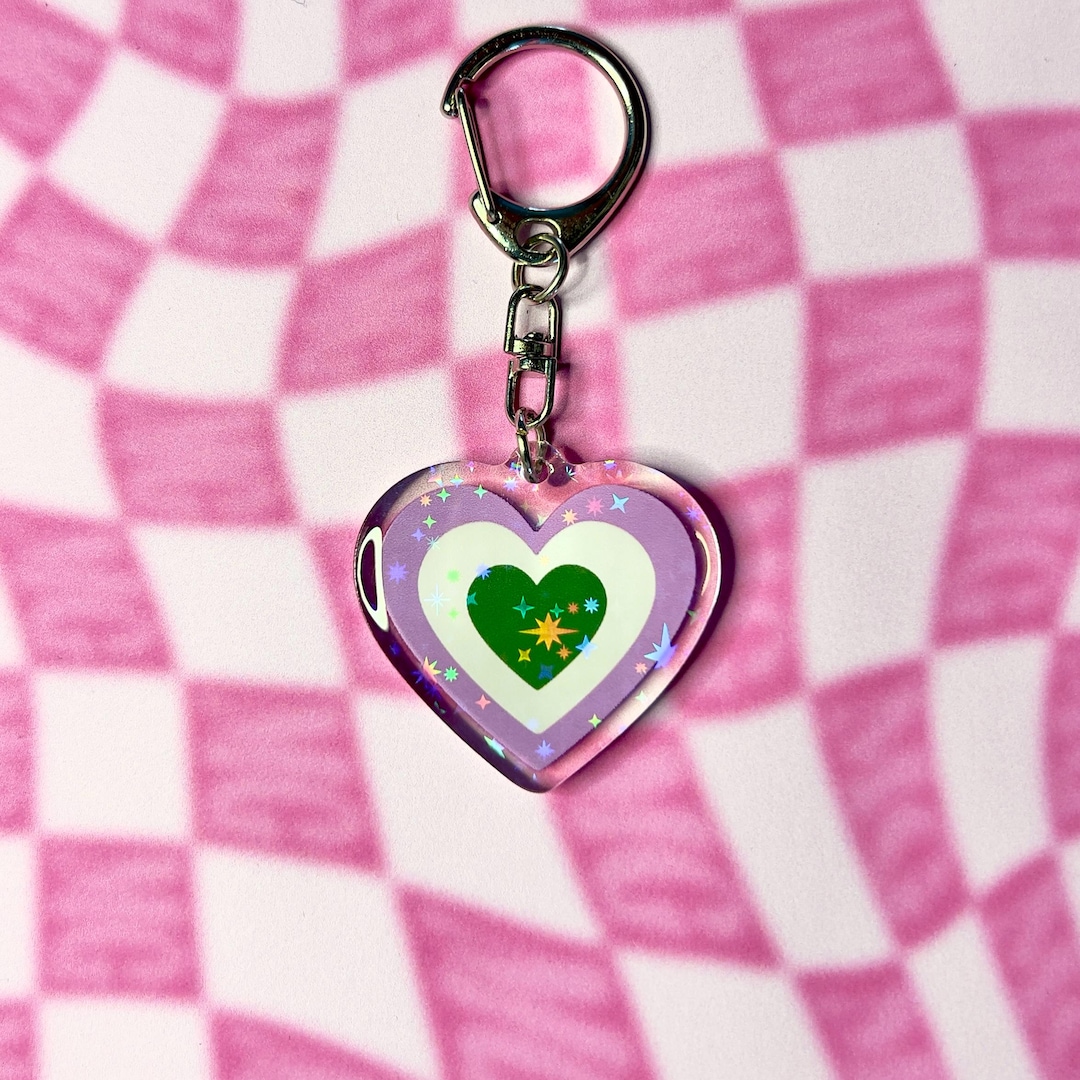 Pride Genderqueer Flag Heart Keychain - Pride Merch Queer Key Chain ...