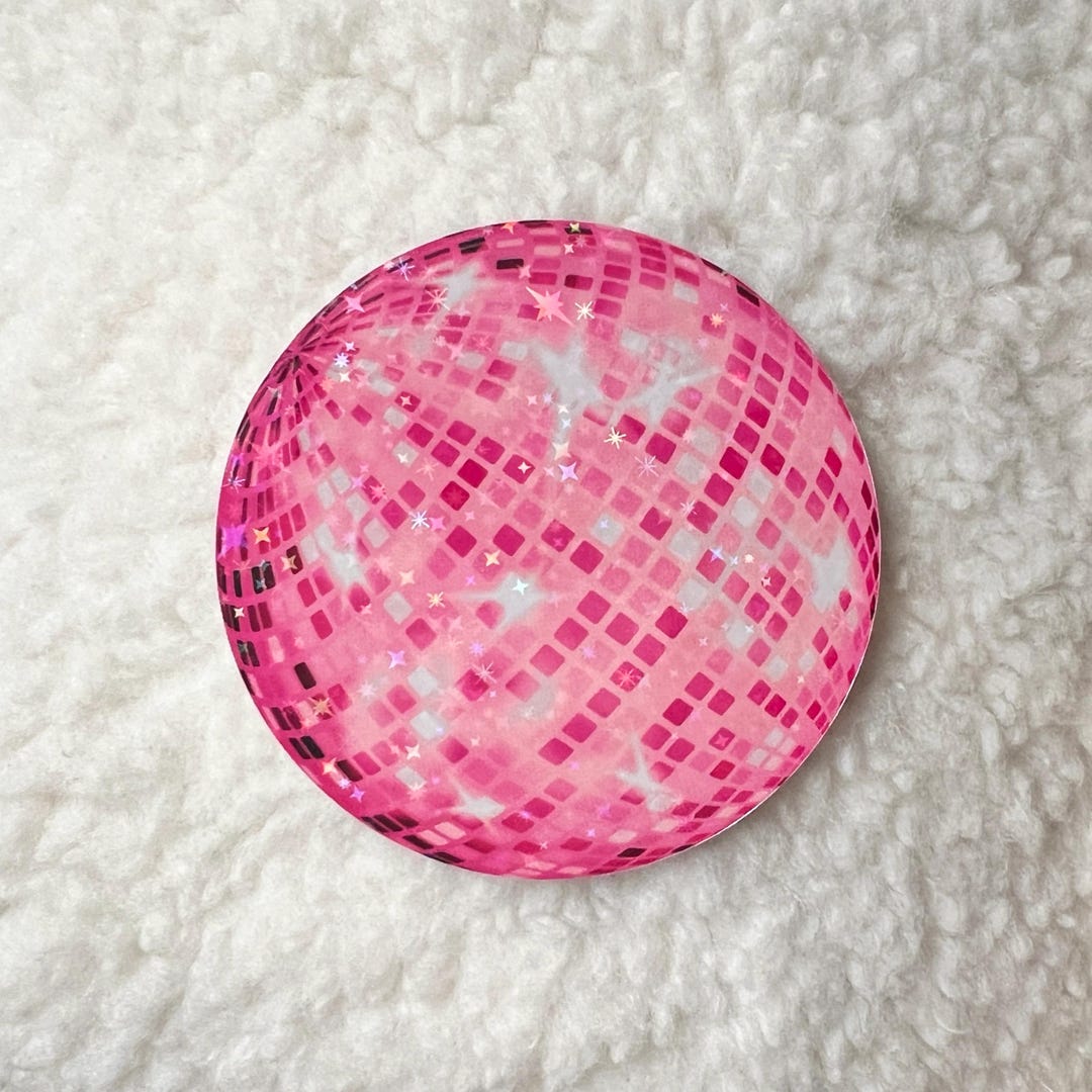 Pink Disco Ball Sparkle Sticker - Discoball Stickers Dollcore Aesthetic ...