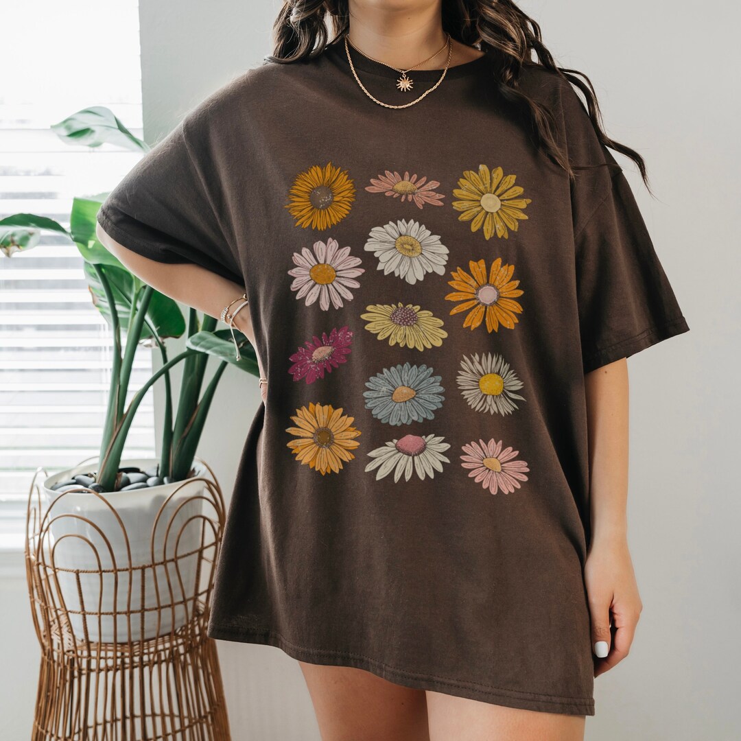 Hippie Flower Shirt Wild Flower Shirt Pressed Flower Cottage Core Boho ...