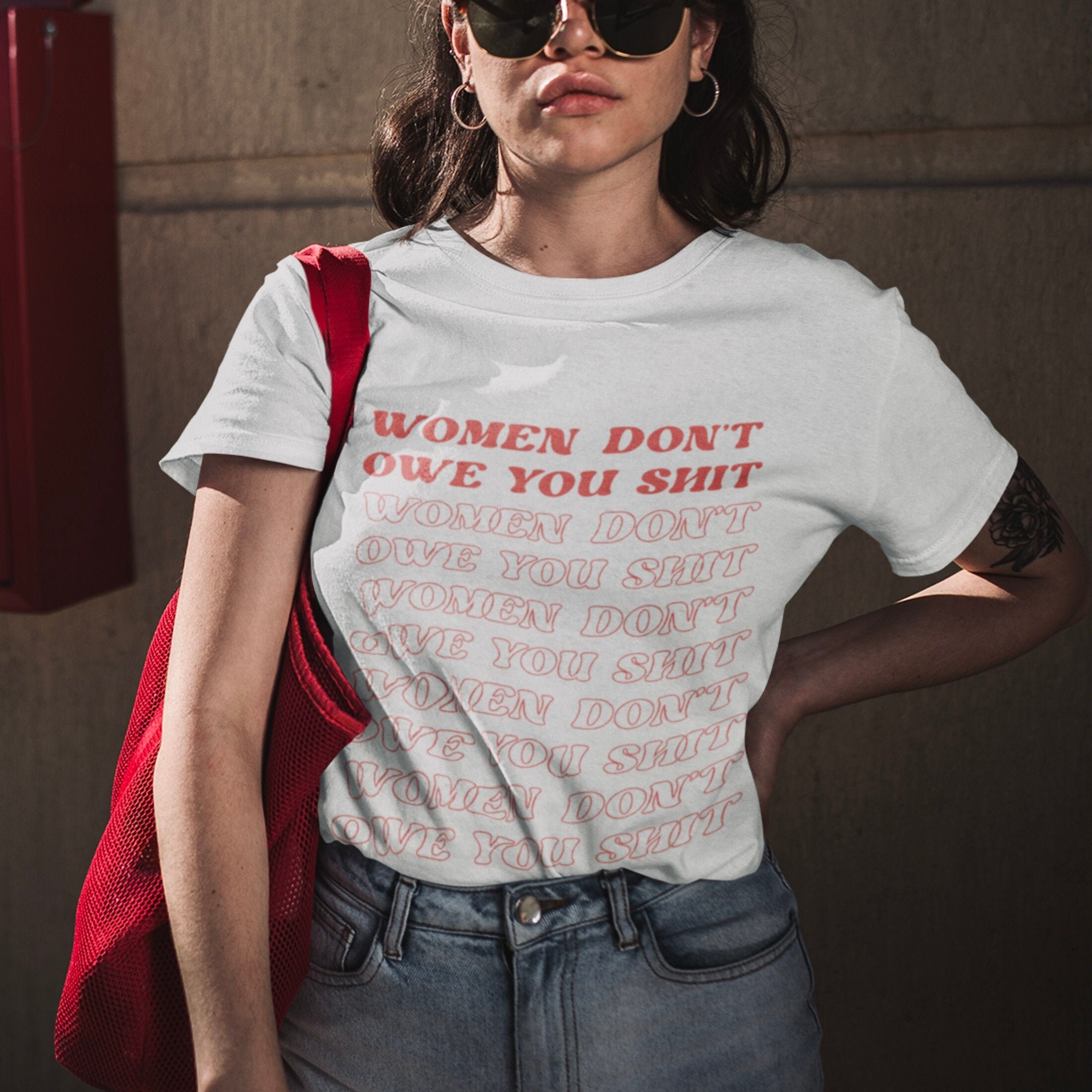 Feminist T-shirt Women Don't Owe You Sht Tee Vintage - Etsy