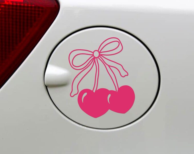 Girly Cherry Bow Decal - Gas Cap Vinyl Decal Car Window Decal Sticker ...