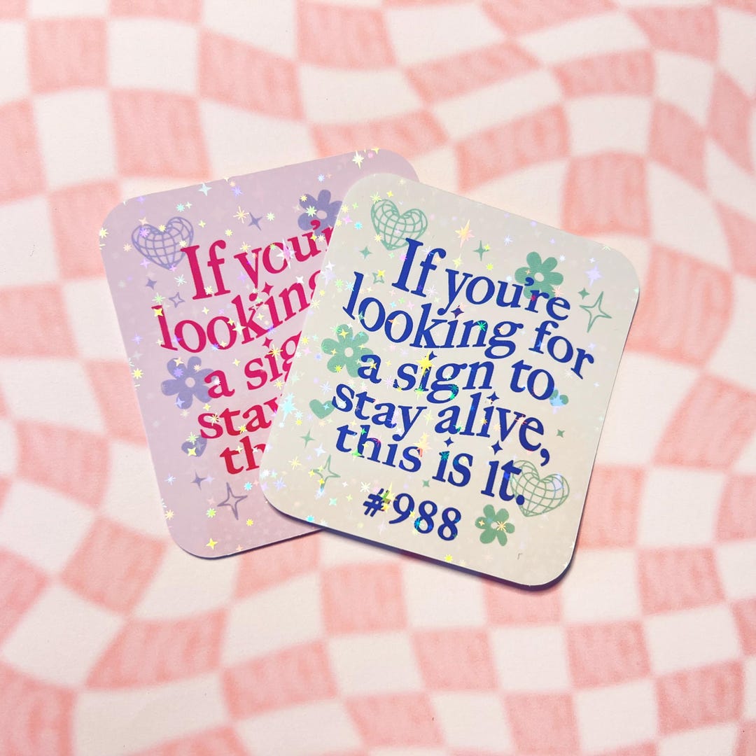 988 Holographic Mental Health Sticker - Prevention Hotline Sticker, You ...