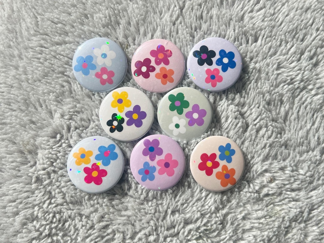 Holographic Pride Flower Button Pins - Subtle Pride LGBT Gay Bisexual ...