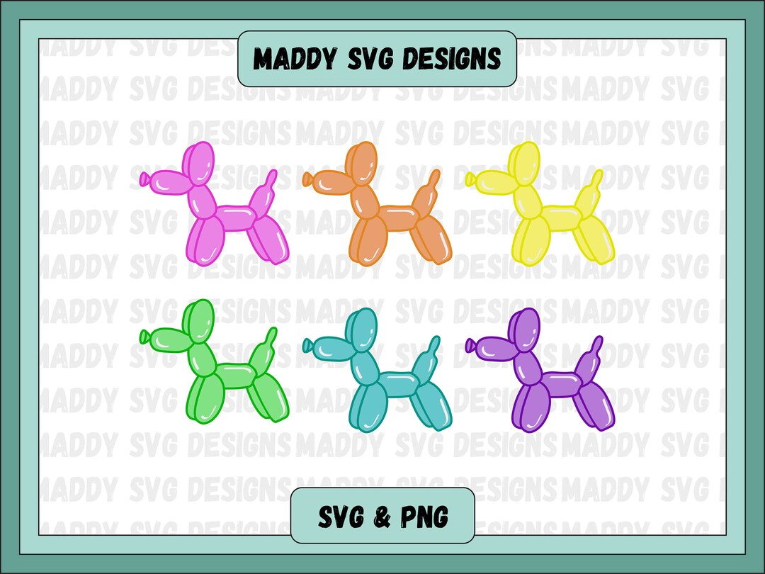 Dog Balloon Animals SVG PNG Bundle, Balloon Animal Clipart, Balloon ...