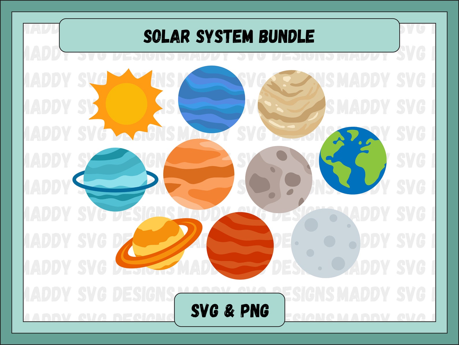 Sonnensystem SVG-Bundle, Weltraum svg, himmlische Planeten svg ...