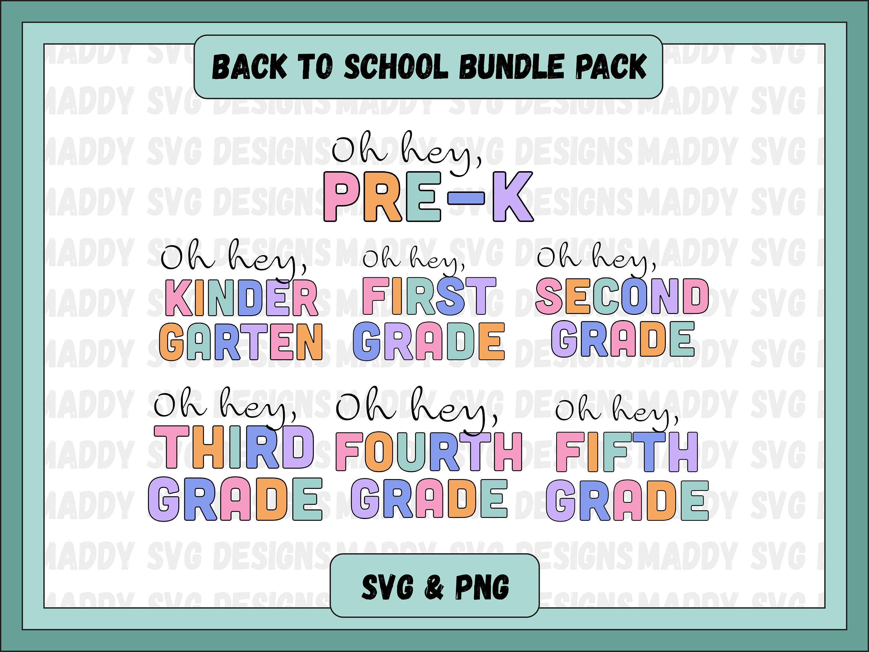 Oh Hey Back to School SVG PNG Bundle Instant Download, Elementary ...