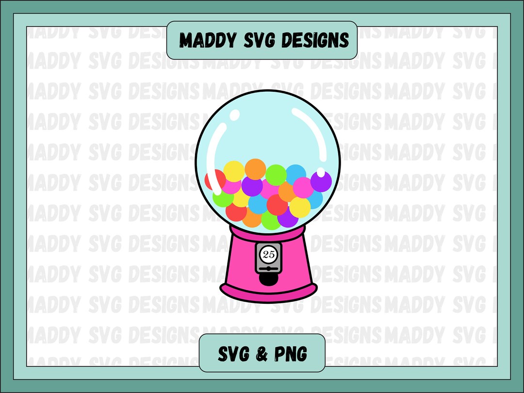 Gumball Machine SVG PNG Instant Download, Bubble Gum Clipart, Candy Svg ...