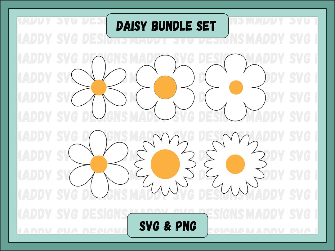 Daisy SVG Bundle, Daisy Png, Cute Daisy Flower Clipart Bundle, Spring ...