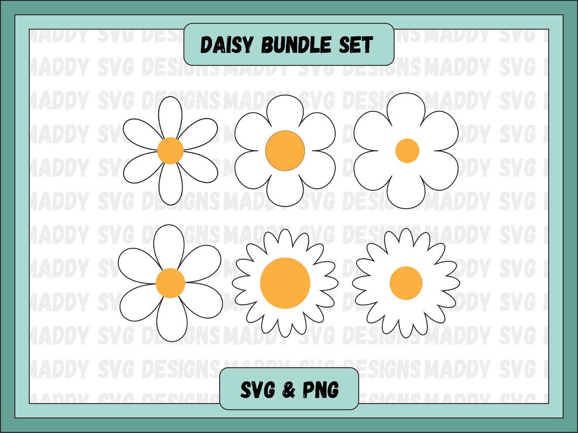 Daisy SVG Bundle, Daisy Png, Cute Daisy Flower Clipart Bundle, Spring ...